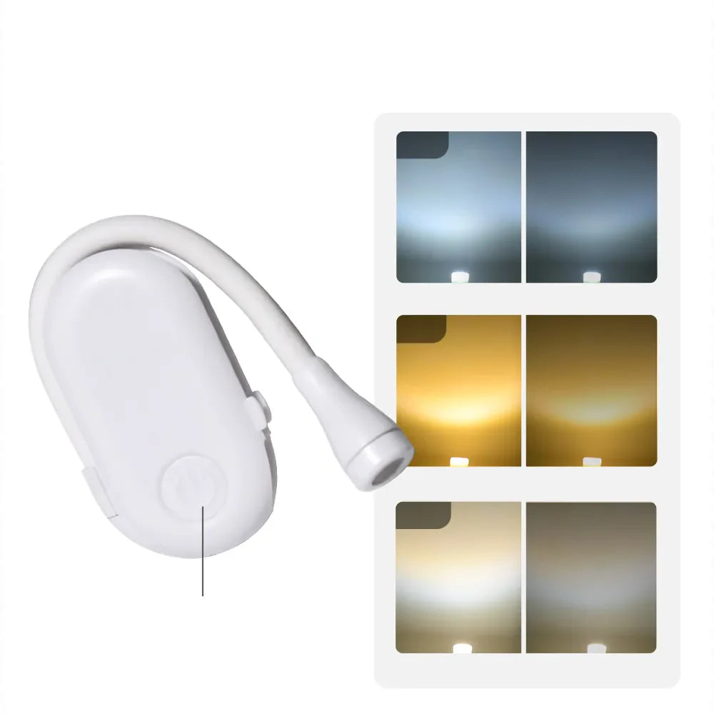 GlowLeaf – Lampe de lecture mini clip-on avec recharge USB et rotation ...