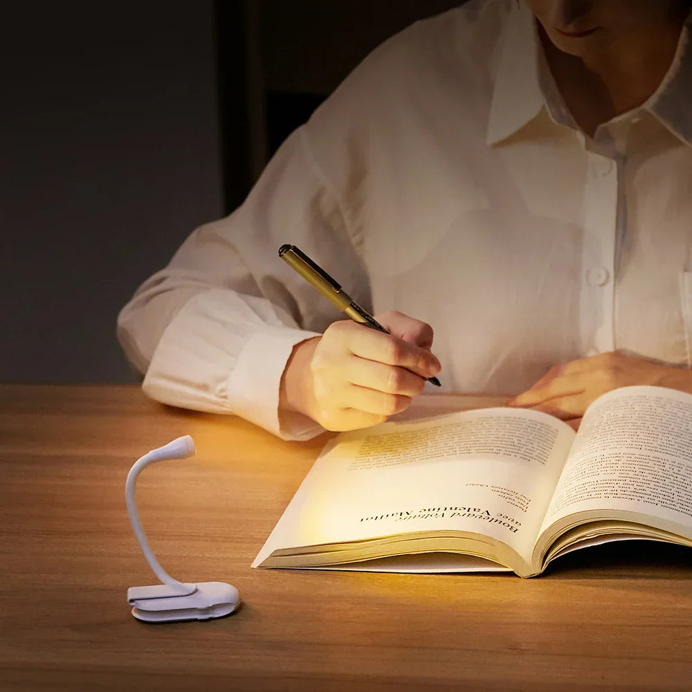 GlowLeaf – Lampe de lecture mini clip-on avec recharge USB et rotation ...